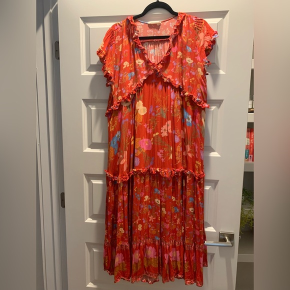 Spell | Dresses | Spell The Gypsy Orange Red Floral Maxi Dress | Poshmark
